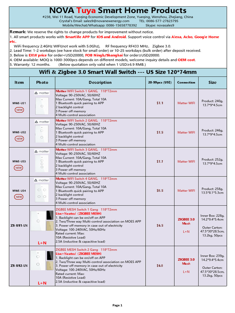 NOVA Tuya Smart Price List - Crystal 2501026 (2025!01!02 23-30-00 ...