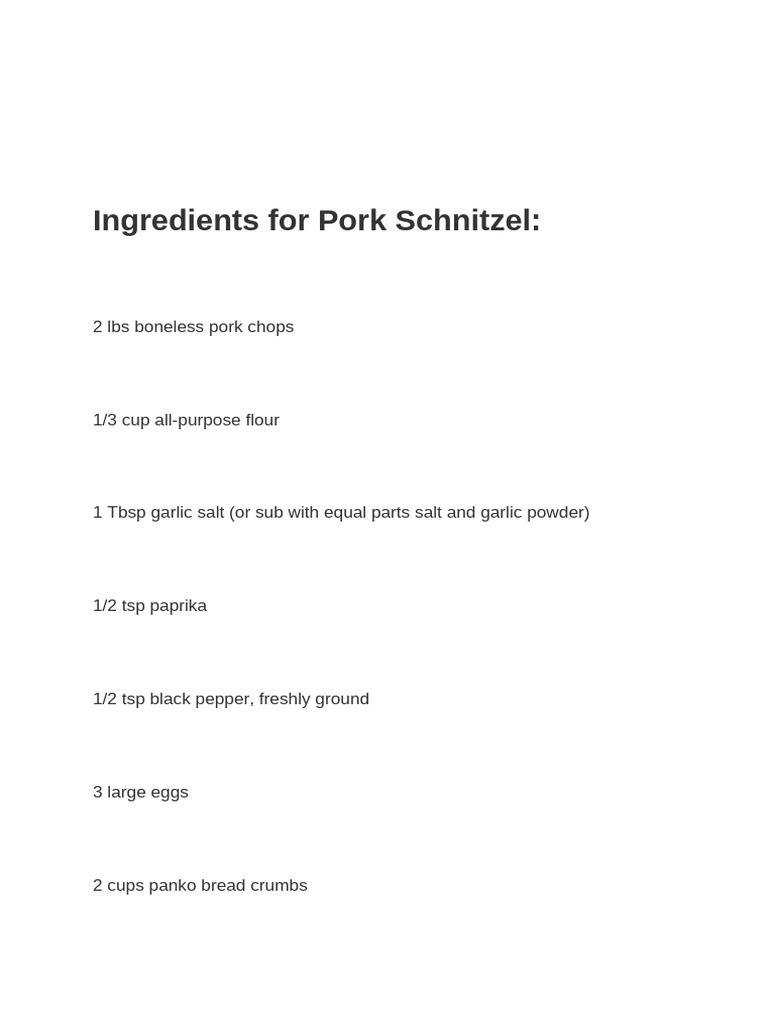 Ingredients for Pork Schnitzel_ | PDF