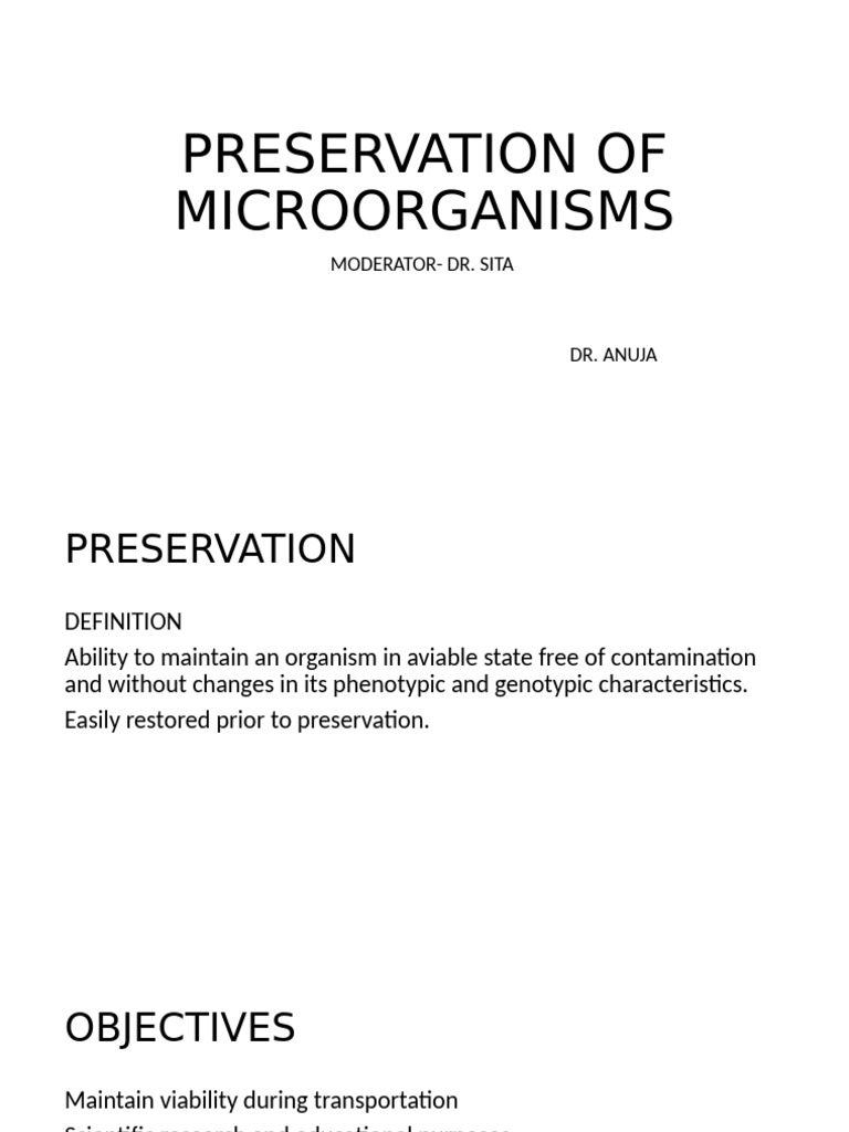 Preservation of Microorganisms Seminar | PDF | Food Preservation | Agar