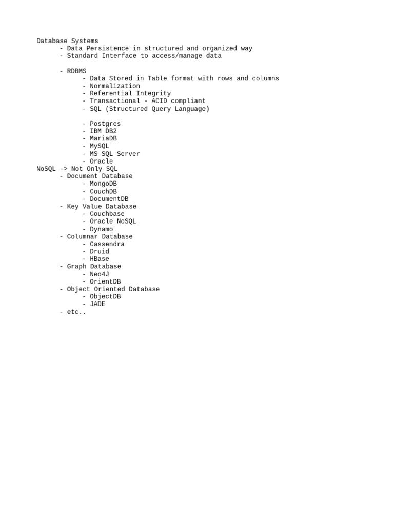 Database Systems Notes | PDF