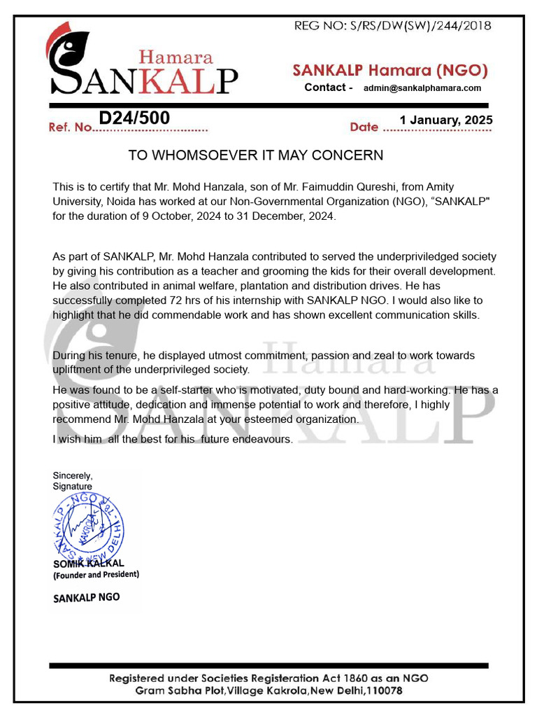 Ngo LOR Mohd Hanzala | PDF Ngo LOR Mohd Hanzala | PDF
