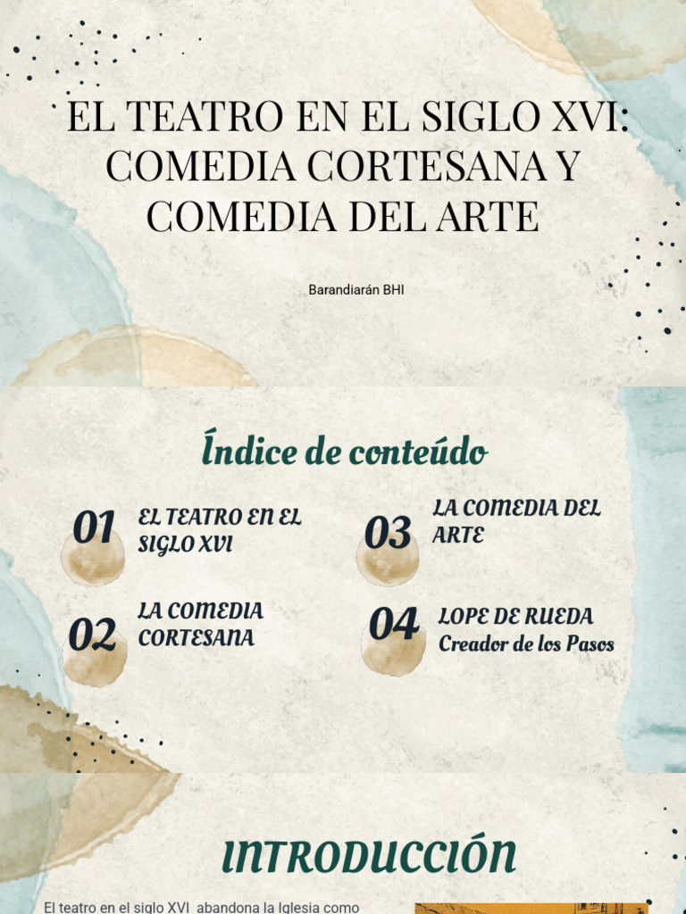 El Teatro en El Siglo Xvi | PDF | Teatro | Commedia Dell'arte