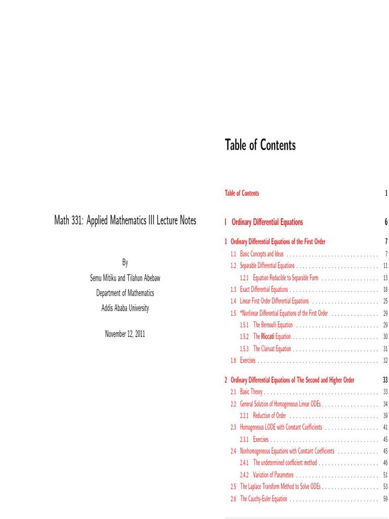 Applied Mathematics III | PDF | Ordinary Differential Equation | Differential Equations