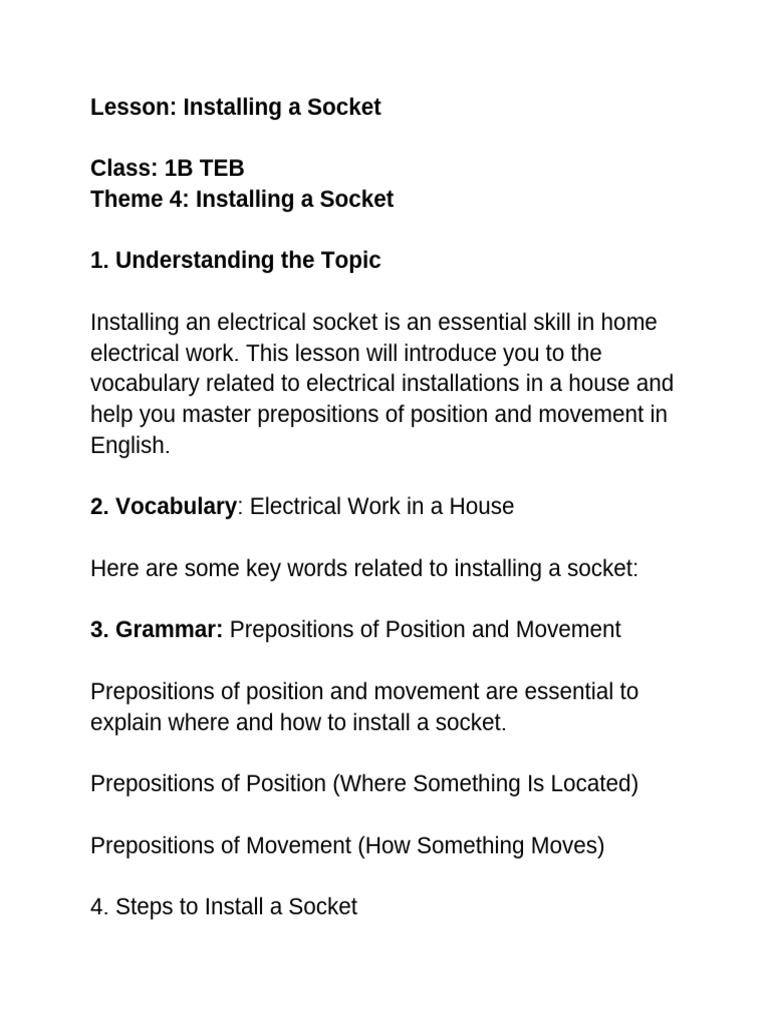 Lesson - Installing A Socket | PDF