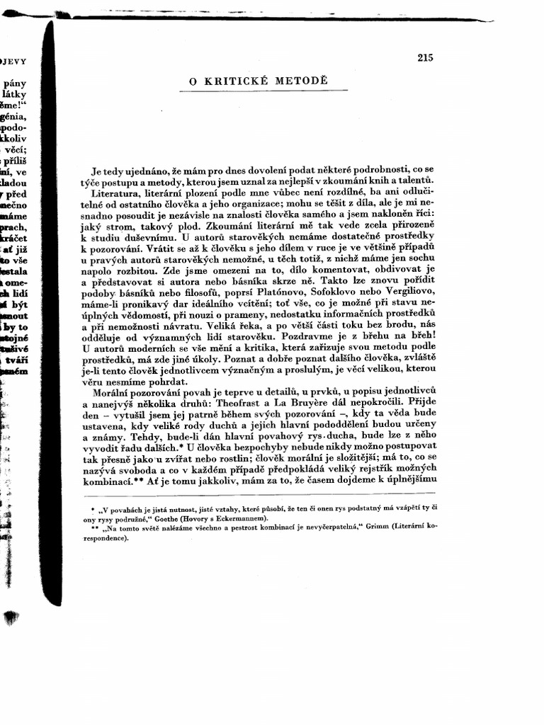 Sainte-Beuve - o Kritické Metodě - Stendhal | PDF