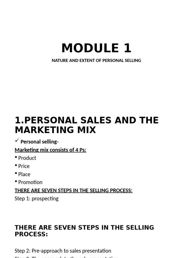 Personal Selling in Sales Management N5 | PDF | Sales | Marketing