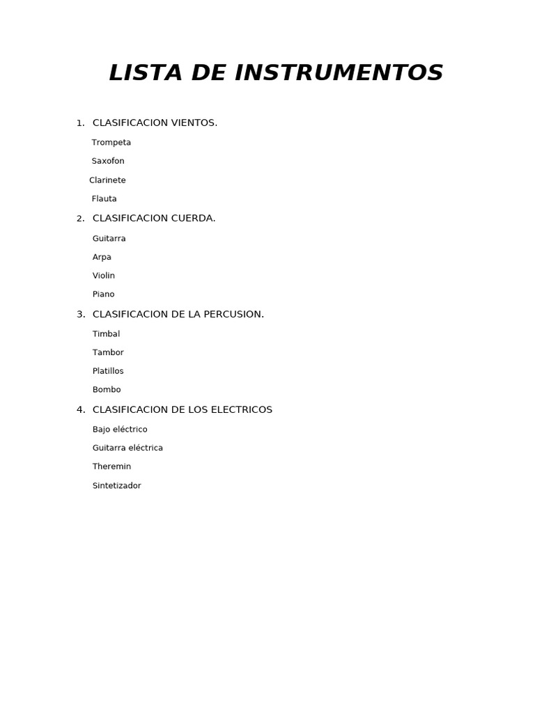 Clasificación de Instrumentos Musicales | PDF | Guitarras ...