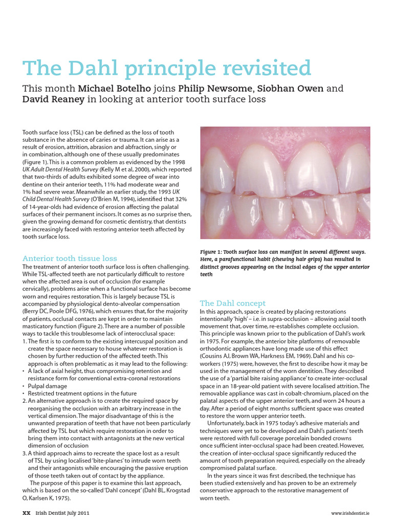 The Dahl Principle Revisited | PDF | Dentistry Branches | Dentistry