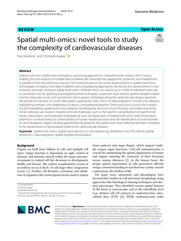 Spatial Multi Omics - Novel Tools To Study The Complexity of ...
