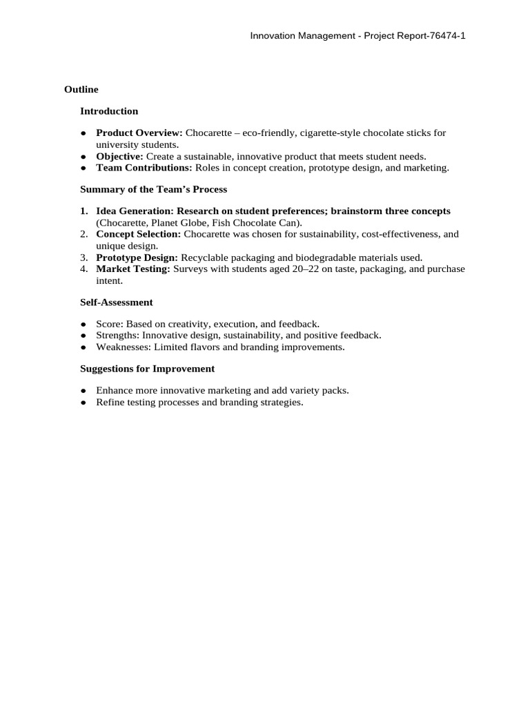 InnovationManagement Report 2024fall PDF | PDF | Chocolate | Marketing