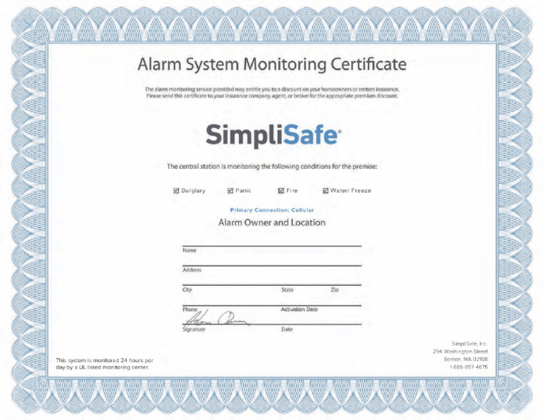 Alarm Certificate | PDF