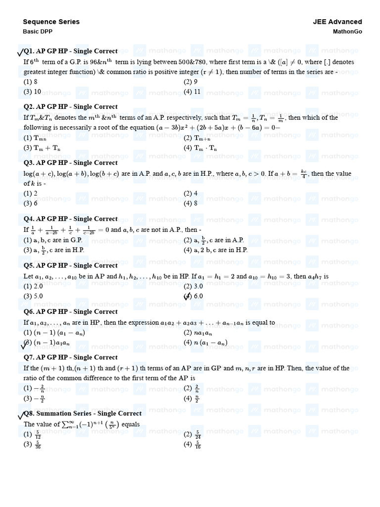Sequence Series - Basic | PDF | Summation | Arithmetic
