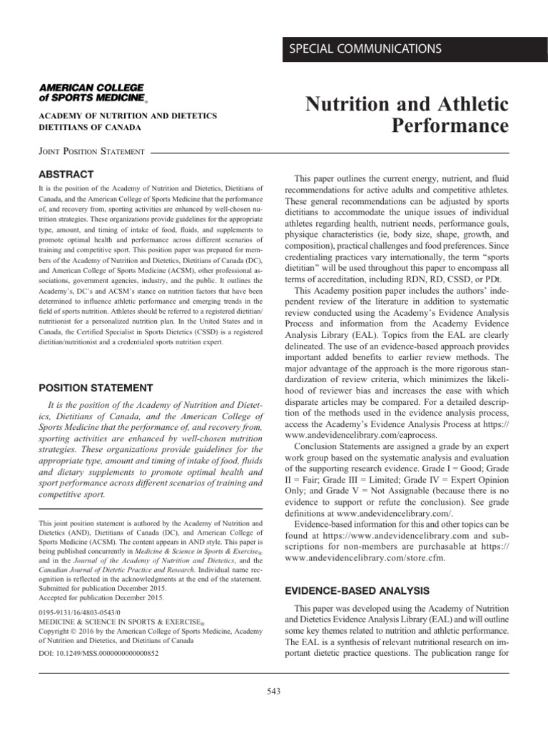 Nutrition Strategies for Athletic Performance | PDF | Dietitian ...