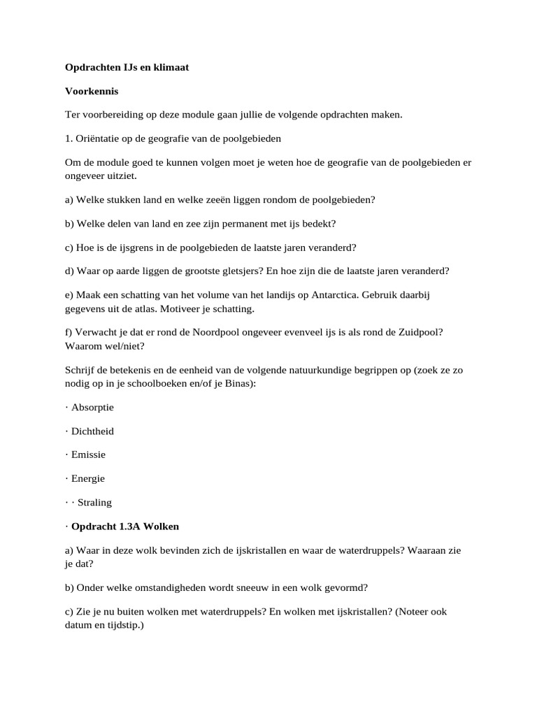 NLT 5V IJs en Klimaat Oefenvragen | PDF