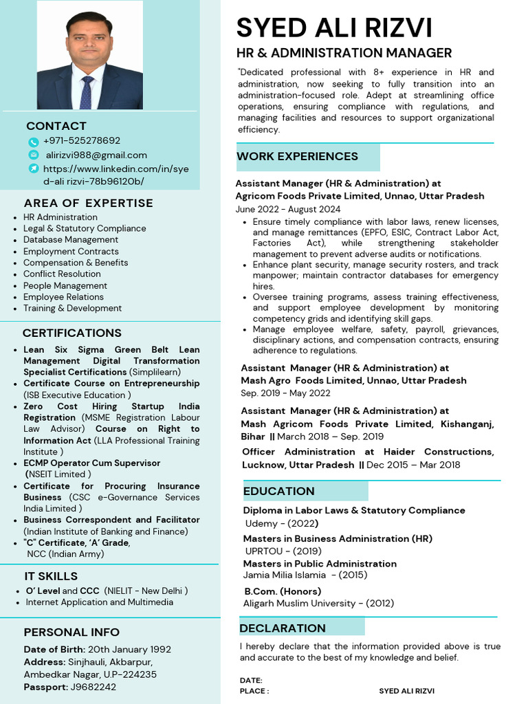 Ali Resume 1 UAE | PDF | Employment | Human Resources