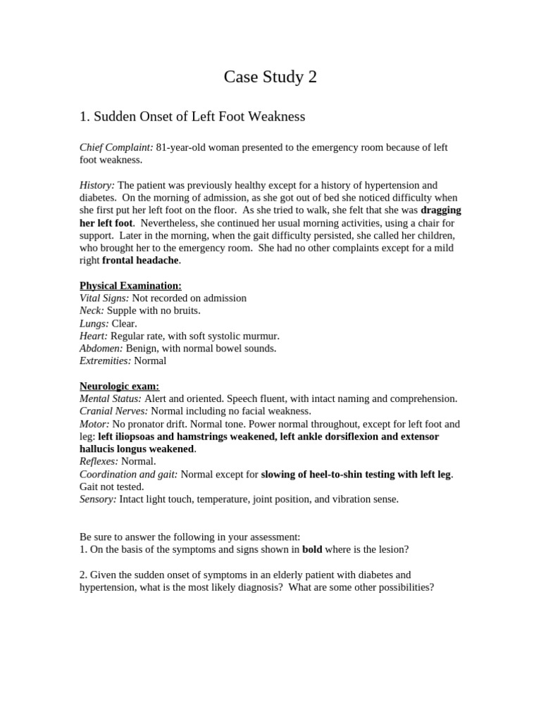 neurological case studies 2 | PDF | Neurology | Foot