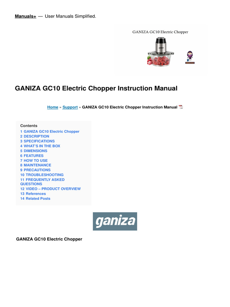 Ganiza gc10 Electric Chopper Instruction Manual | PDF | Helicopter ...