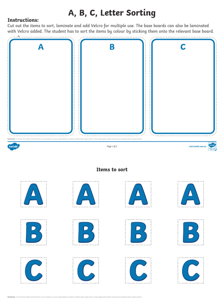 TEACCH Workstation Pack Letter Sorting Activities Set 1 | PDF | Learning
