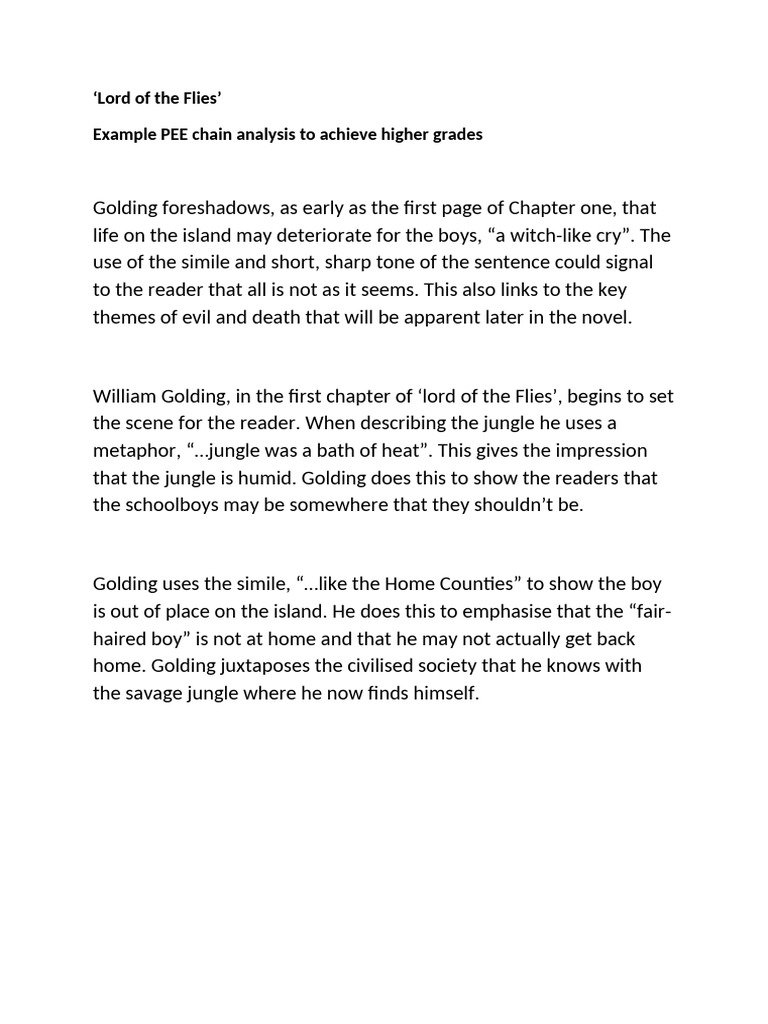 Lord of The Flies - Analysis Paragraphs | PDF