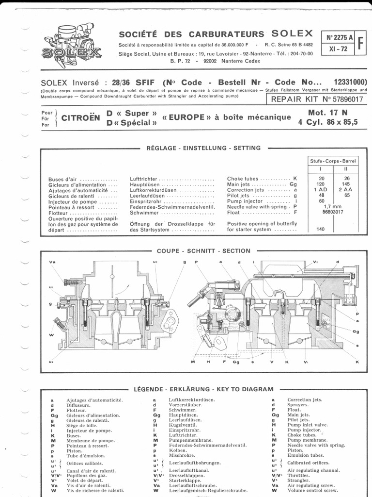 Solex 28-36 SFIF 1972 | PDF