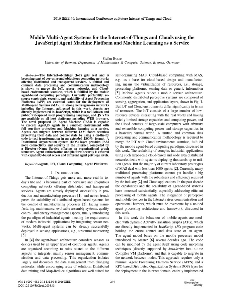 7. Mobile Multi-Agent Systems for the Internet-of-Things and Clouds using the JavaScript Agent ...