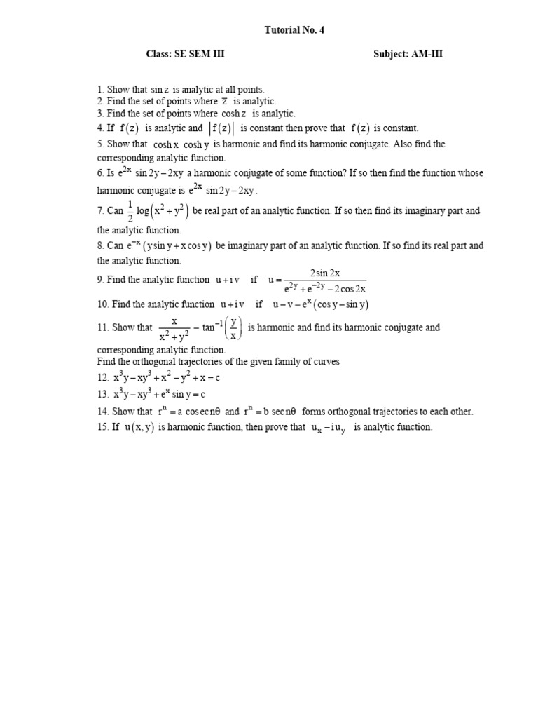 AM III Tutorial No. 4 | PDF