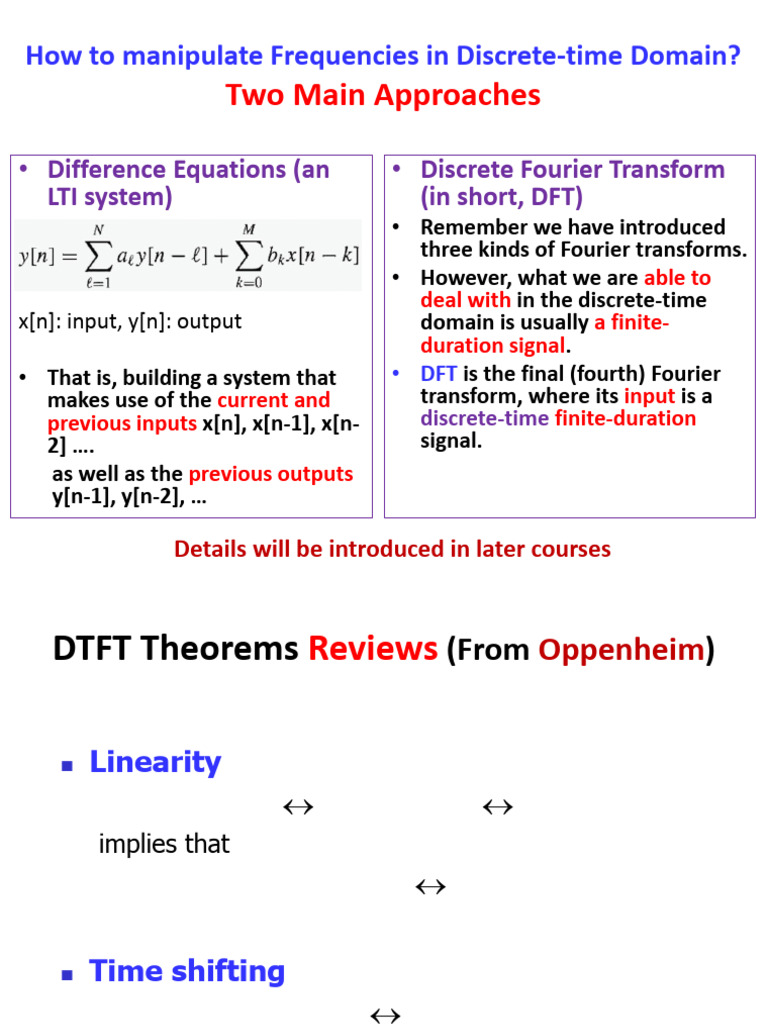 Discrete Fourier Transform & DTFT Theorems | PDF | Discrete Fourier Transform | Algorithms