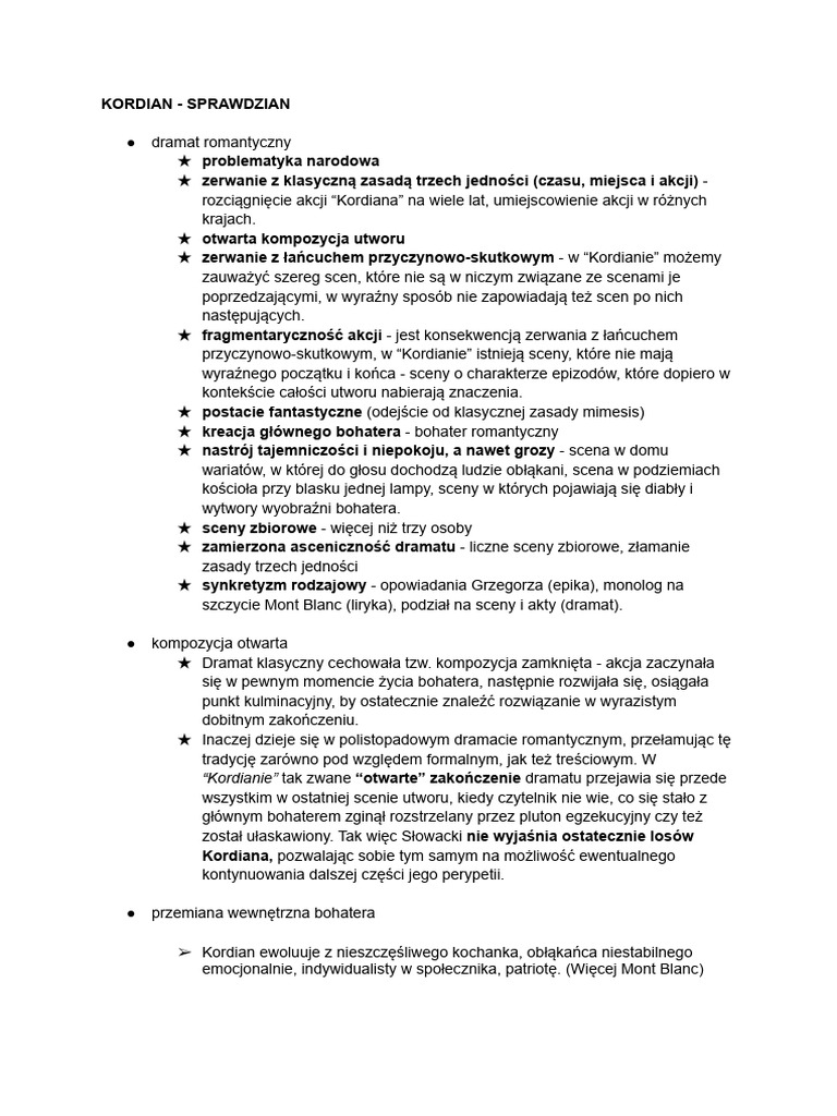 KORDIAN - Notatka | PDF