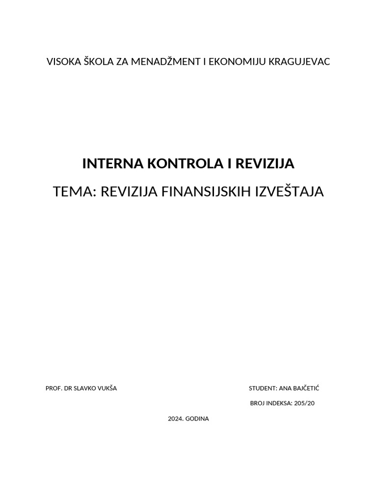 Seminarski - REVIZIJA | PDF