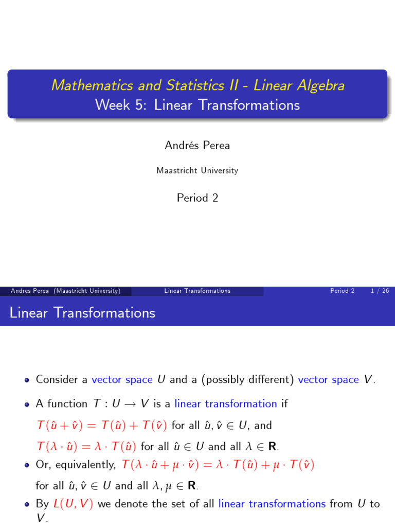 Linear Transformations in Algebra | PDF | Linear Map | Algebra
