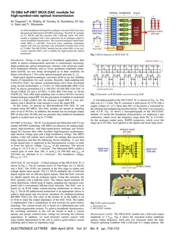 Electronics Letters - 2015 - Nagatani - 75 GBD InP HBT MUX DAC Module ...