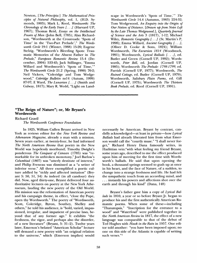 "The Reign of Nature" Or, MR Bryant's Wordsworth | PDF | William ...