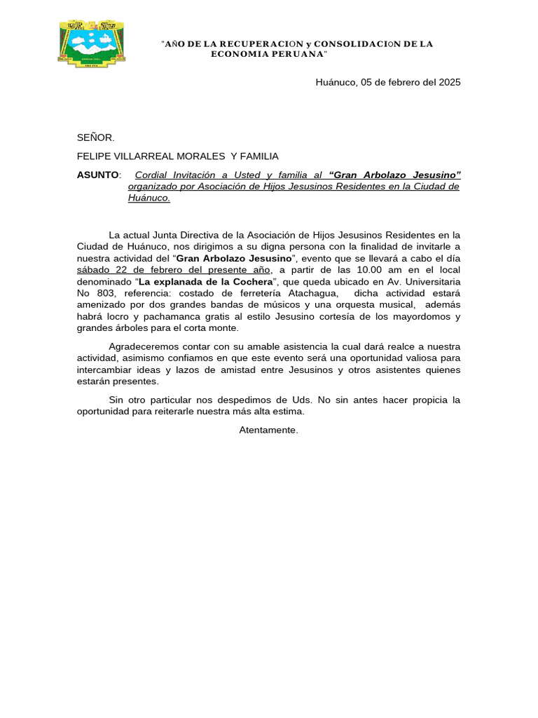 Carta de Invitacion | PDF
