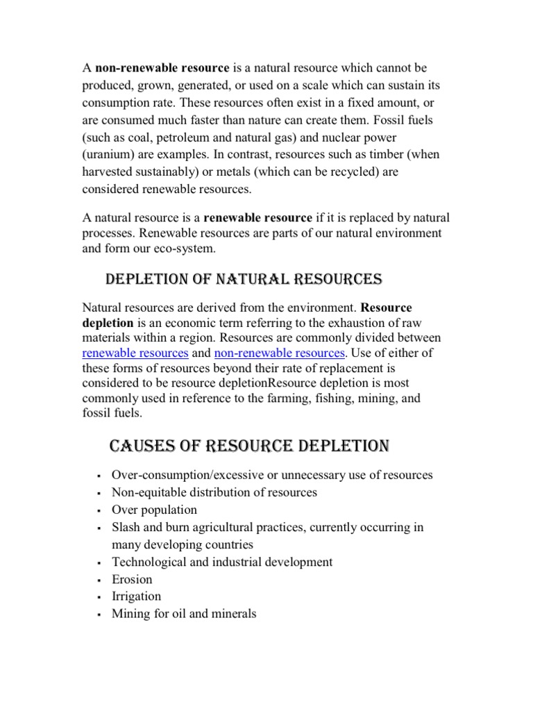 Depletion of Natural Resources | Resource Depletion | Renewable Resources
