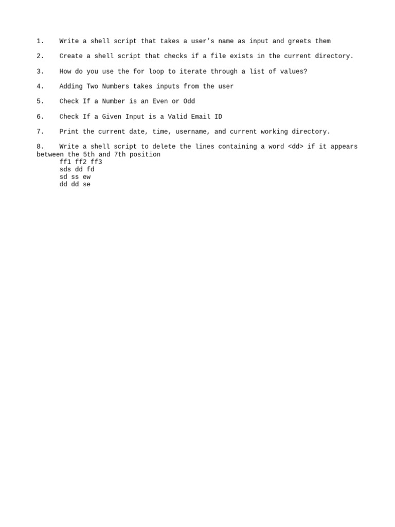 Shell Script Programs | PDF Shell Script Programs | PDF