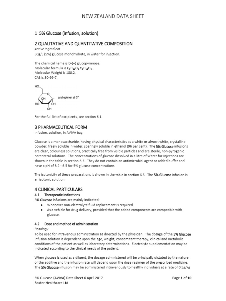 Baxter 5 Percent Glucose Aviva Inf | PDF | Intravenous Therapy ...