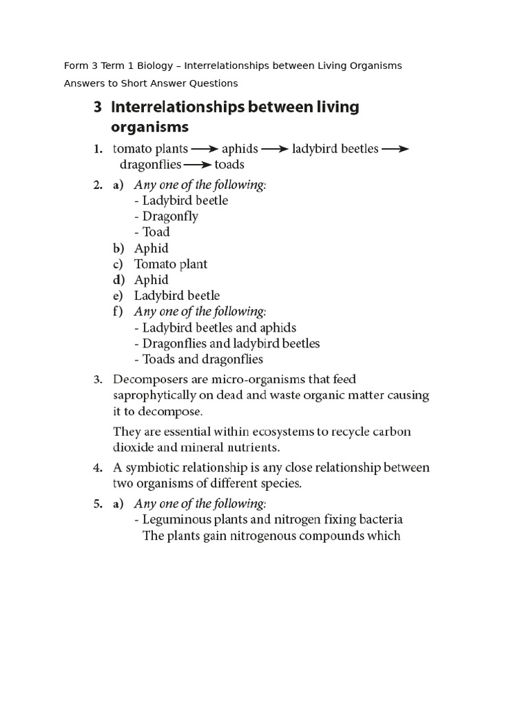 Form 3 Term 1 Biology - Interrelationships between Living Organisms ...