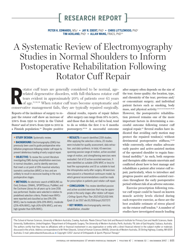 Edwards Et Al 2017 A Systematic Review of Electromyography Studies in ...