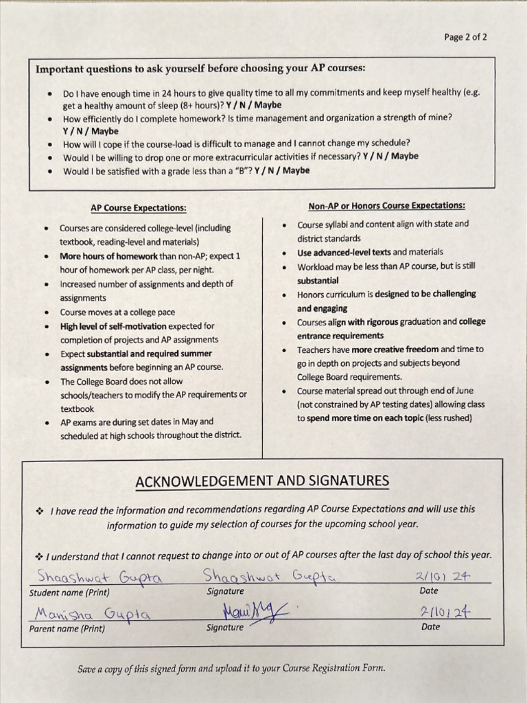 Ap Course Expectations | PDF