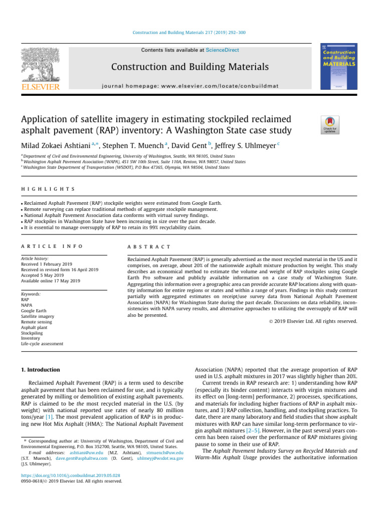 Application of Satellite Imagery in Estimating Stockpiled Reclaimed ...