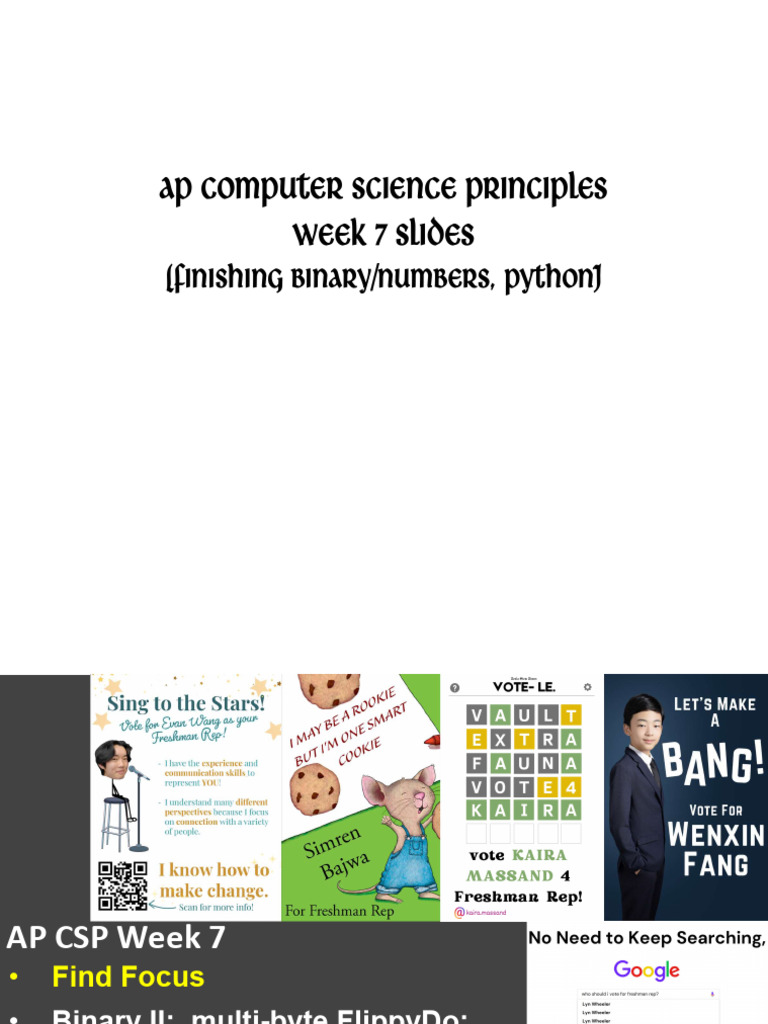 AP CSP 2024-25 - Week 7 Slides | PDF | Parameter (Computer Programming) | Decimal