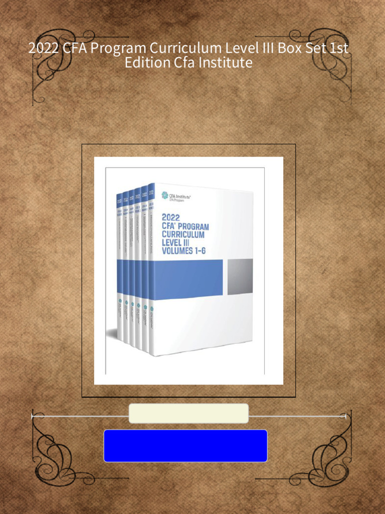 Instant Access To 2022 CFA Program Curriculum Level III Box Set 1st ...