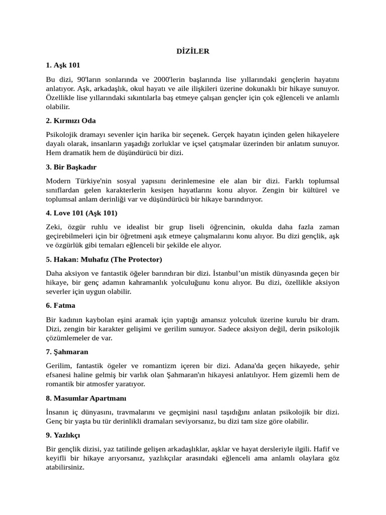 Tavsiye Diziler | PDF