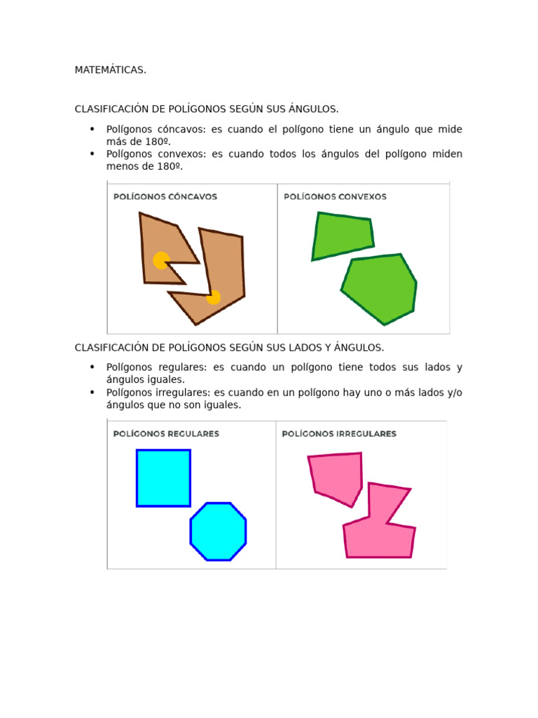 Matematicas Clasificacion de Poligonos | PDF