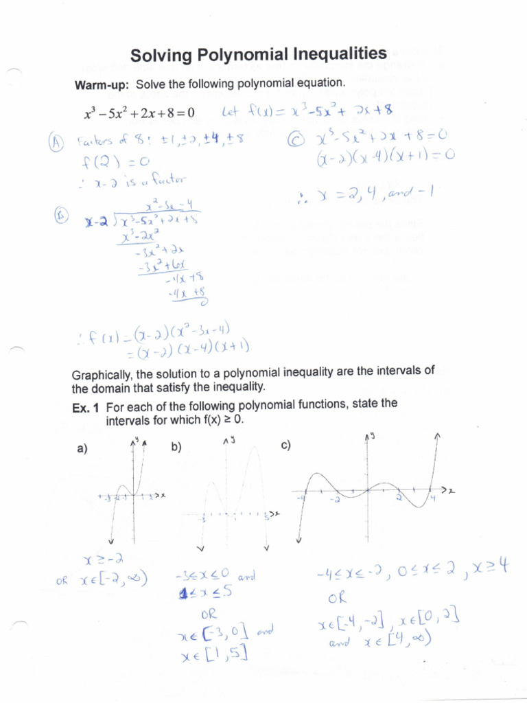 10 Solving Polynomial Inequalities | PDF