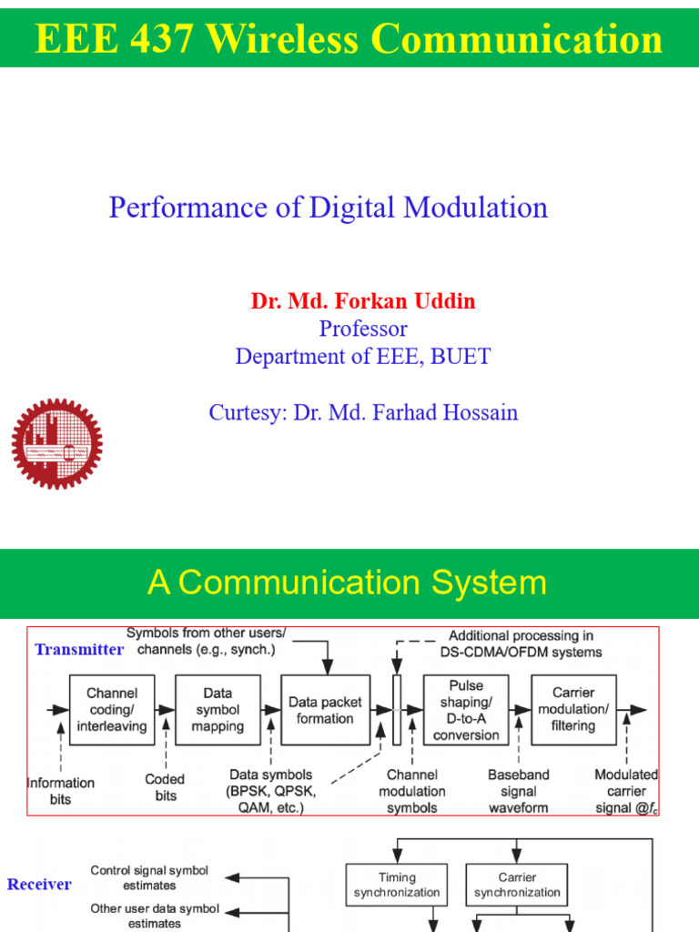 Lecture 4 Performance of Digital Modulations | PDF | Signal To Noise Ratio | Modulation