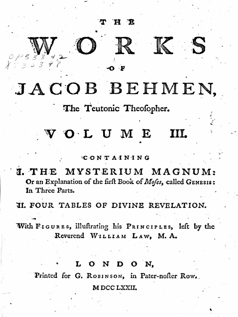 395524 Jacob Bohme Vol 3 I Mysterium Magnum | PDF