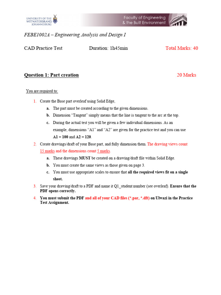 CAD Practice Test 2023 | PDF