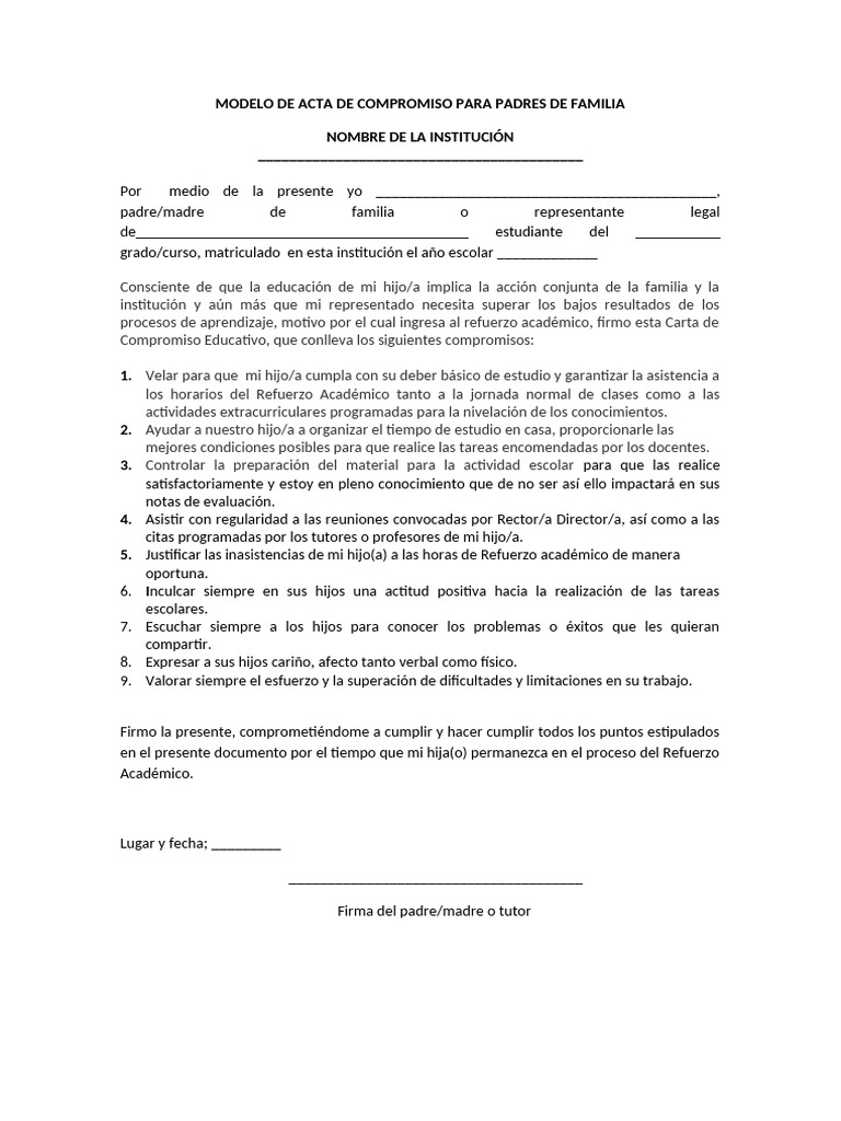 Carta Compromiso | PDF