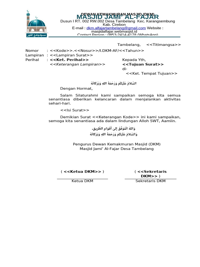 Blangko Kop Surat DKM | PDF